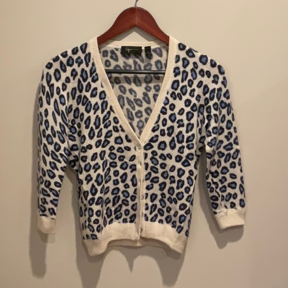 Aqua | Sweaters | Leopard Print Cashmere Cardigan Size Small | Poshmark